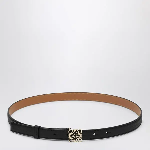 Loewe Anagram Belt In /gold Leather - Black