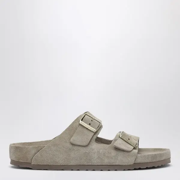 BIRKENSTOCK Arizona Slide In Taupe Suede Leather - Beige