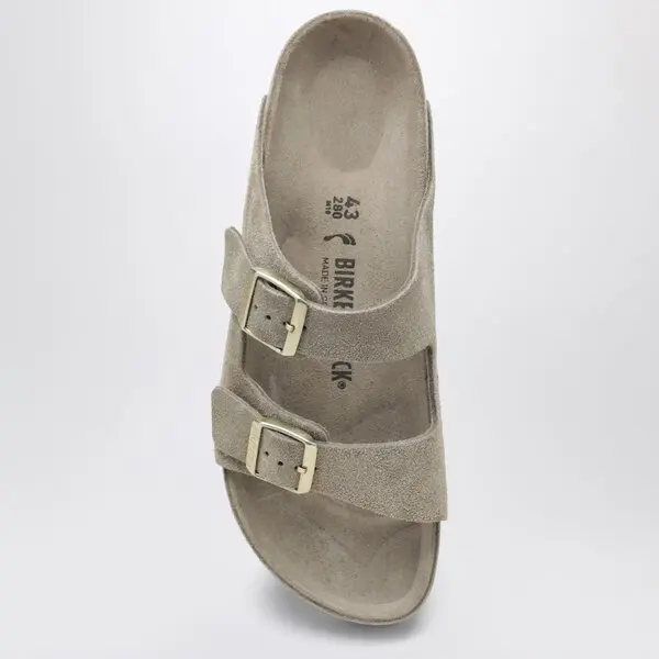 BIRKENSTOCK Arizona Suede Leather Slides - Beige