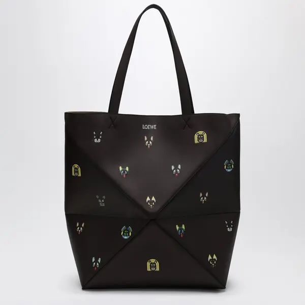 Loewe Puzzle Fold Xl Cats Tote Bag - Brown