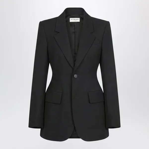 Balenciaga Hourglass Wool Twill Jacket - Black