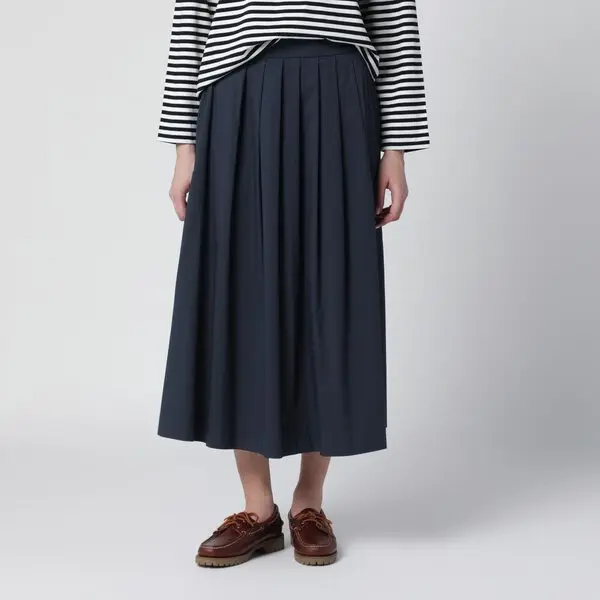 PT TORINO Pleated Cotton-blend Midi Skirt