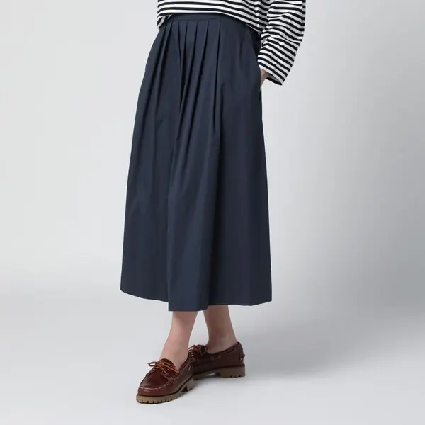 PT TORINO Pleated Cotton-blend Midi Skirt