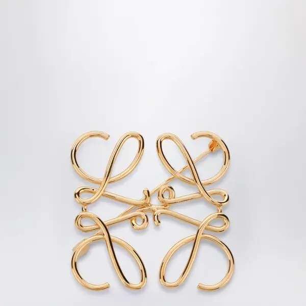 Loewe Anagram Brooch In Gold - Metal