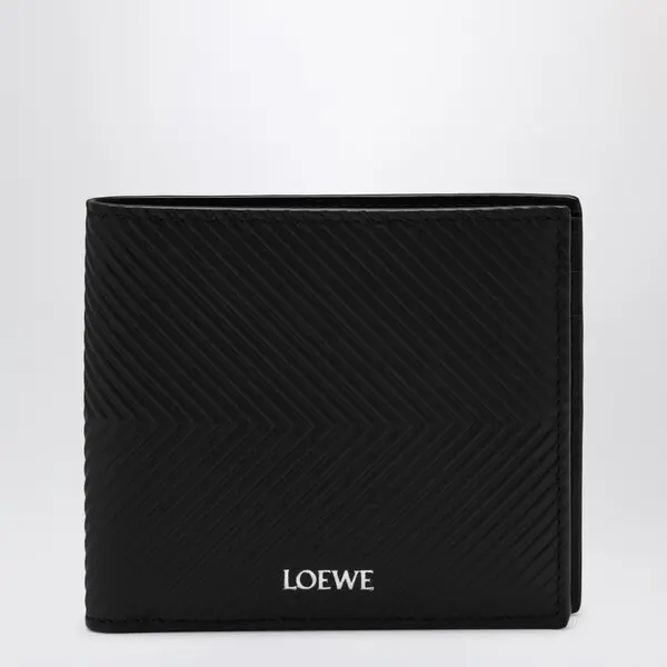 Loewe Bifold Wallet In Textured Calf Leather - Black