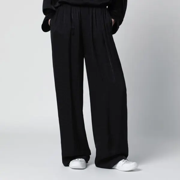 Balenciaga Pajama-style Trousers With Jacquard Logos - Black