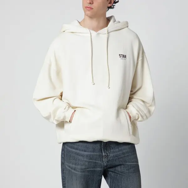 GOLDEN GOOSE Star Sweatshirt In Lived-in Effect Cotton - White