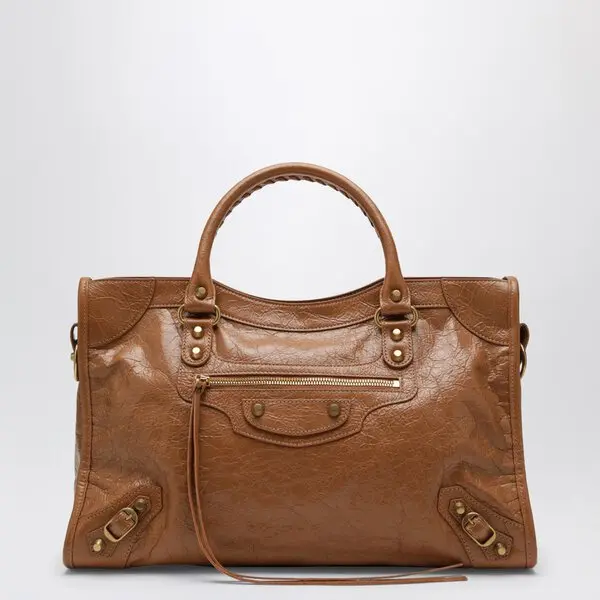 Balenciaga Le City Medium Bag In Camel/antique Gold - Brown