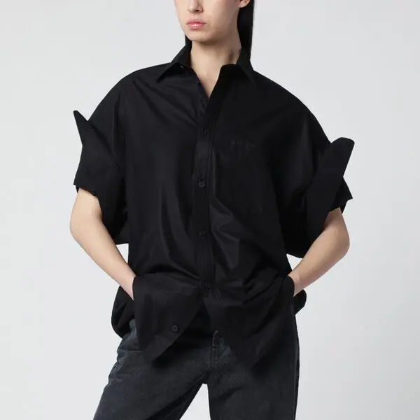 Balenciaga Shirt With Turn-up Sleeves - Black