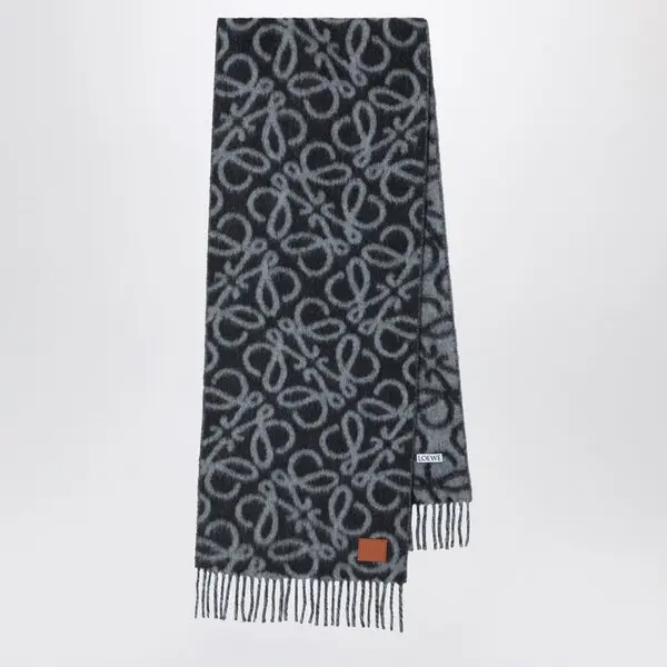 Loewe Grey Scarf In Alpaca And Wool Blend - Black