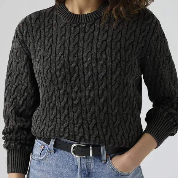LEVI'S Boyfriend Cable Crewneck Pullover Sweater