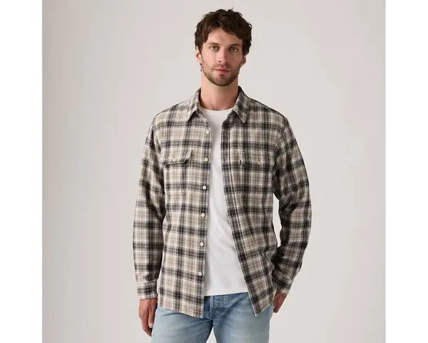 LEVI'S Jackson Worker Flannel Overshirt - Calvin Plaid Oatmeal