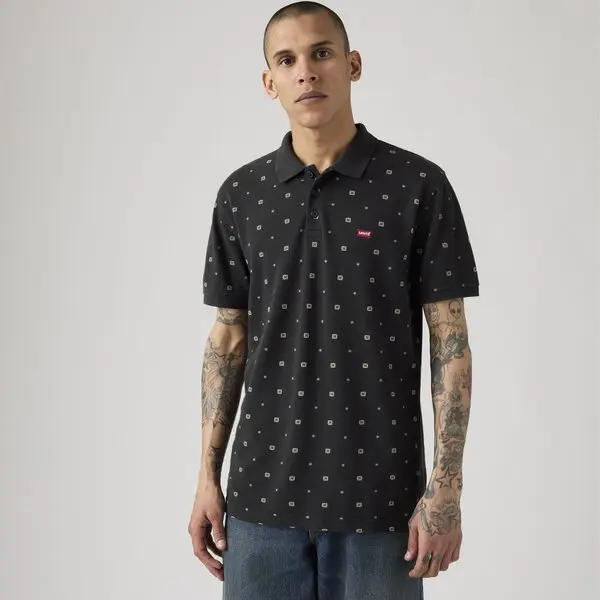 LEVI'S Housemark Polo Shirt - Ebba Geo Jet Black