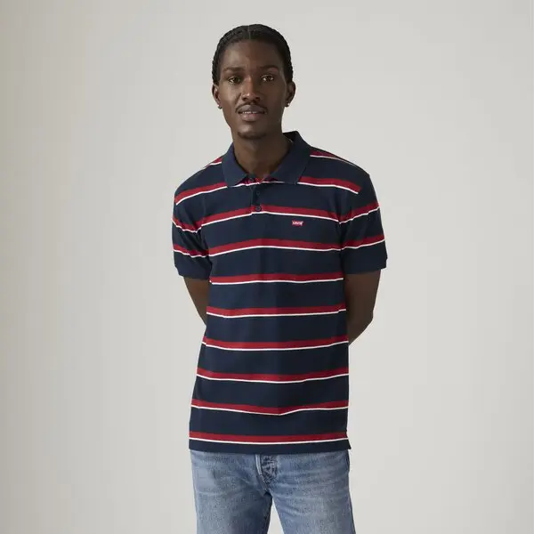 LEVI'S Housemark Polo Shirt - Alden Stripe Navy Blazer