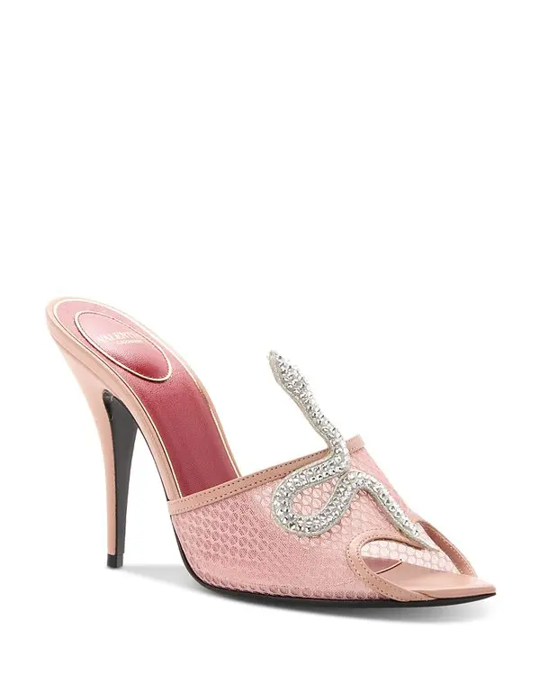 Valentino Garavani Embellished High Heel Slides - Pink