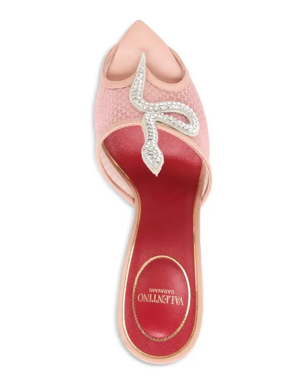 Valentino Garavani Embellished High Heel Slides - Pink