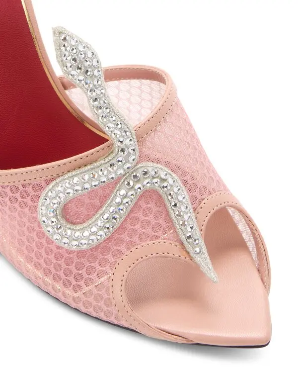 Valentino Garavani Embellished High Heel Slides - Pink