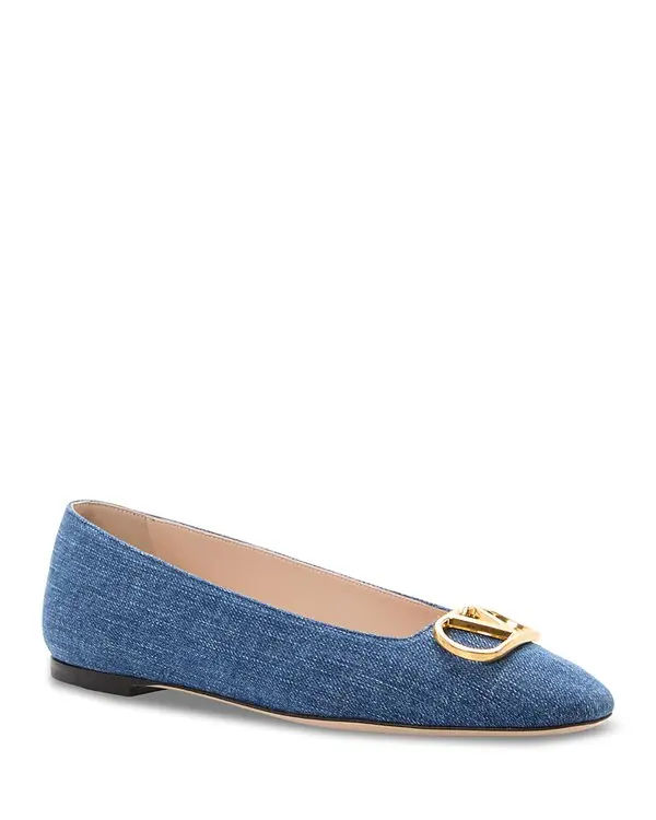 Valentino Garavani Vlogo Embellished Ballet Flats - Denim