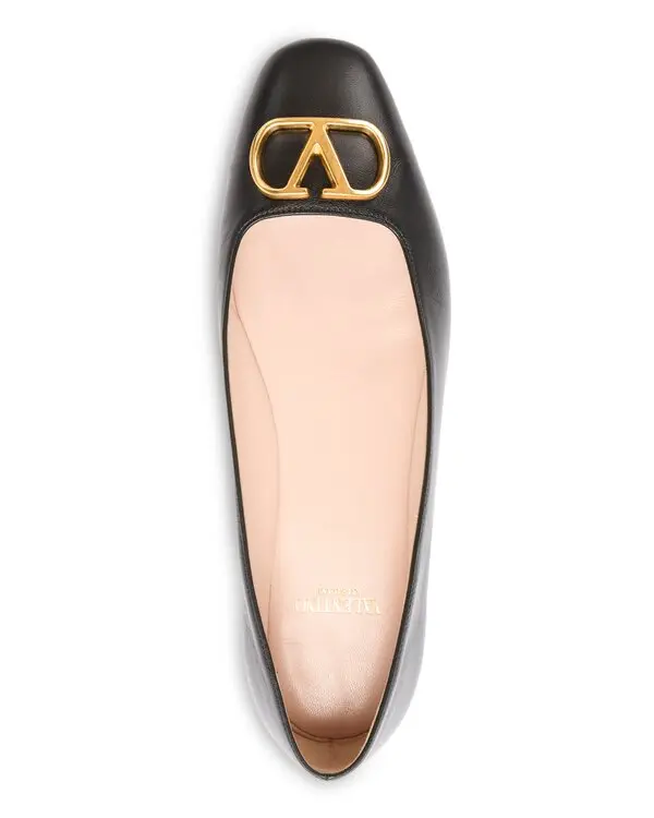 Valentino Garavani Embellished Vlogo Ballet Flats - Black