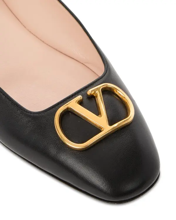 Valentino Garavani Embellished Vlogo Ballet Flats - Black