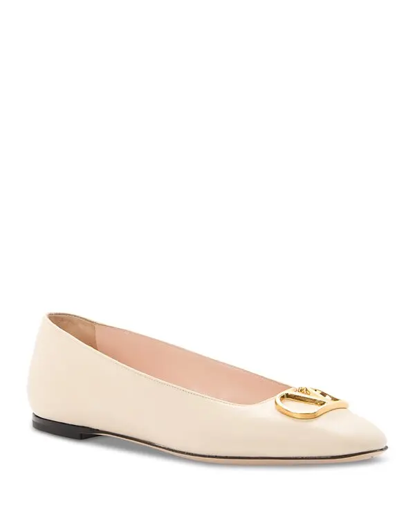 Valentino Garavani Embellished Vlogo Ballet Flats - White