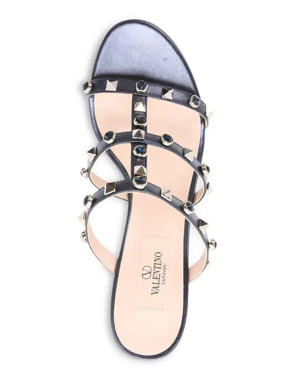 Valentino Garavani Studded Slide Sandals - Navy