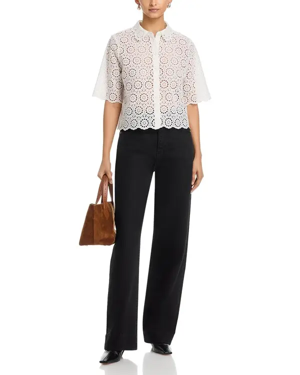 FRAME The Petal Eyelet Blouse - White