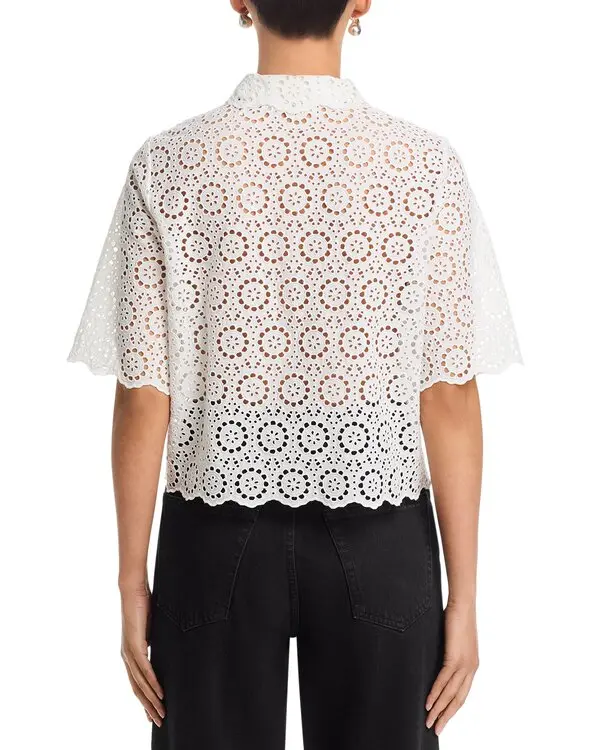 FRAME The Petal Eyelet Blouse - White