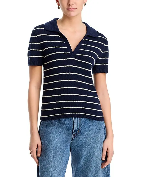 FRAME The Striped Short Sleeve Polo - Navy Multi