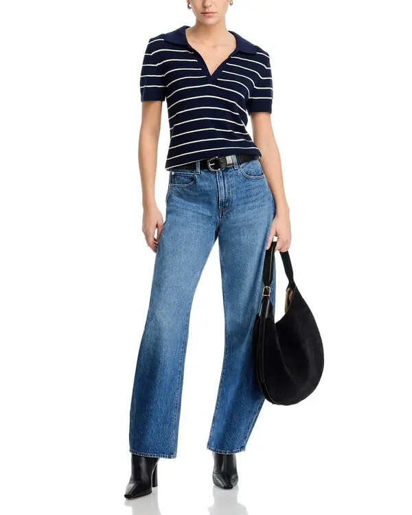 FRAME The Striped Short Sleeve Polo - Navy Multi