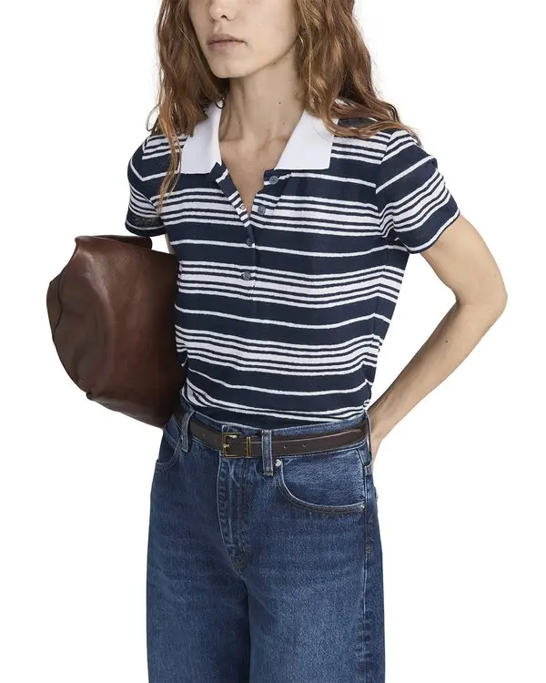 FRAME The Striped Short Sleeve Polo