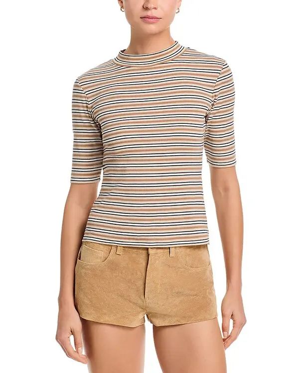 FRAME The Striped Mock Neck Top