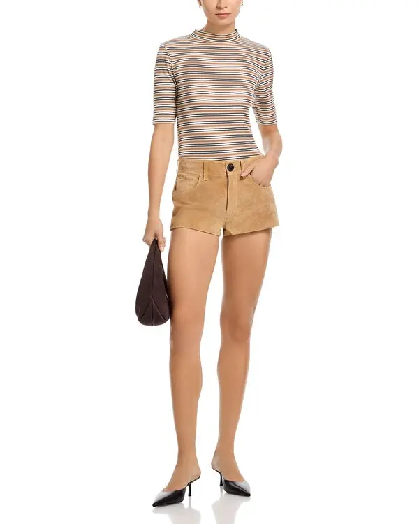FRAME The Striped Mock Neck Top