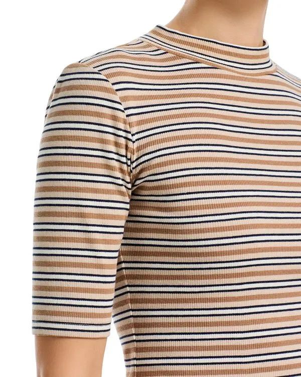 FRAME The Striped Mock Neck Top
