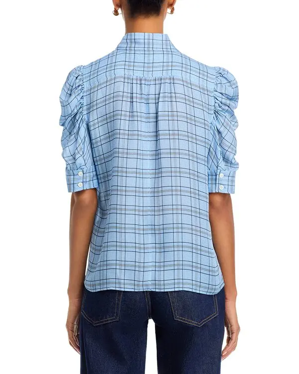 FRAME Plaid Silk Gillian Blouse
