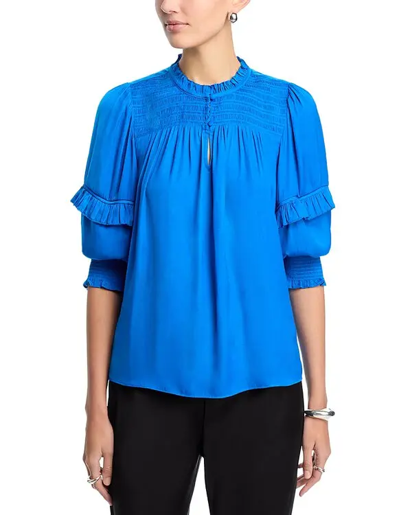 T Tahari Ruffled Three Quarter Sleeve Blouse