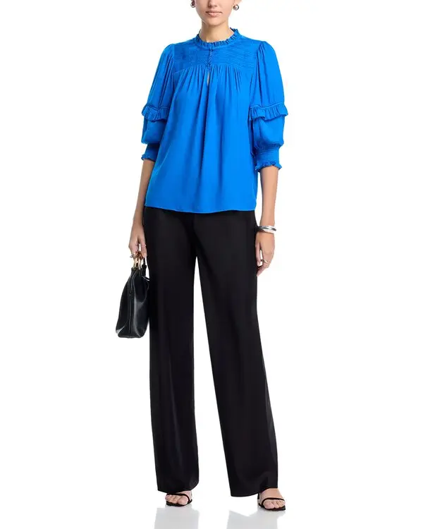 T Tahari Ruffled Three Quarter Sleeve Blouse