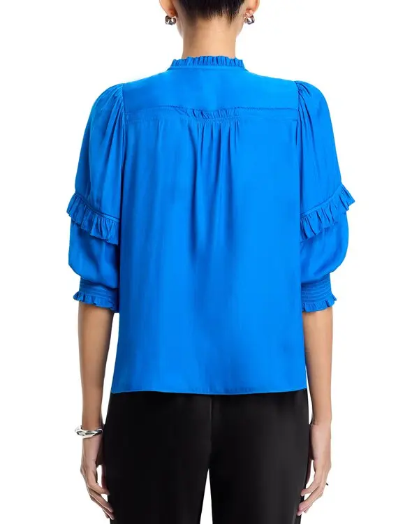 T Tahari Ruffled Three Quarter Sleeve Blouse