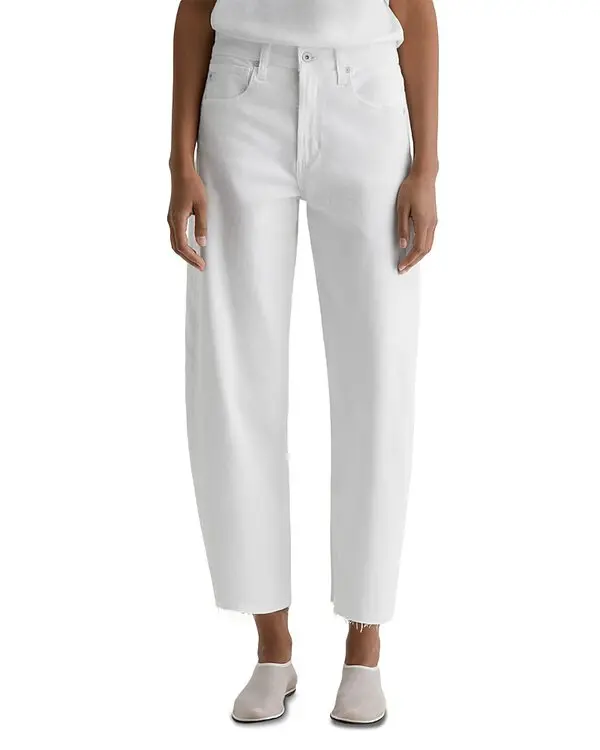 Ag Hattie Crop High Rise Barrel Leg Jeans - Gallery White