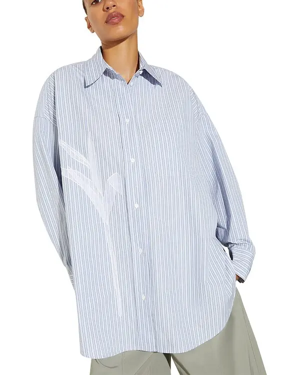 Max & Co. Striped Cotton Poplin Shirt - Light Blue
