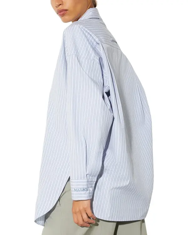 Max & Co. Striped Cotton Poplin Shirt - Light Blue
