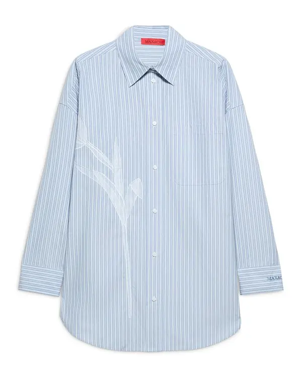 Max & Co. Striped Cotton Poplin Shirt - Light Blue