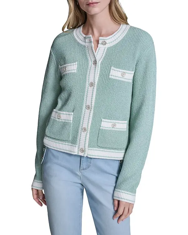 Karl Lagerfeld Paris Textured Knit Cardigan - Fresh Mint
