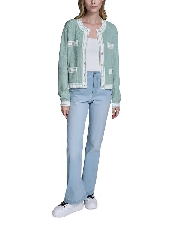 Karl Lagerfeld Paris Textured Knit Cardigan - Fresh Mint