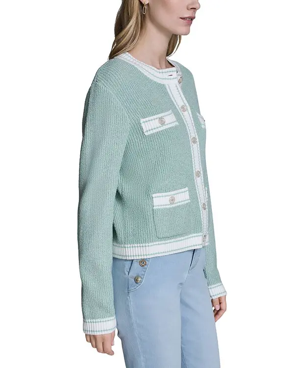 Karl Lagerfeld Paris Textured Knit Cardigan - Fresh Mint
