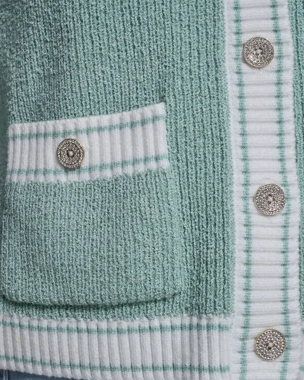 Karl Lagerfeld Paris Textured Knit Cardigan - Fresh Mint