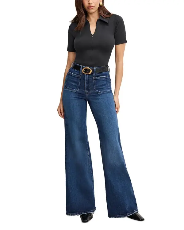 Good American Soft Tech Palazzo Jeans In Indigo511