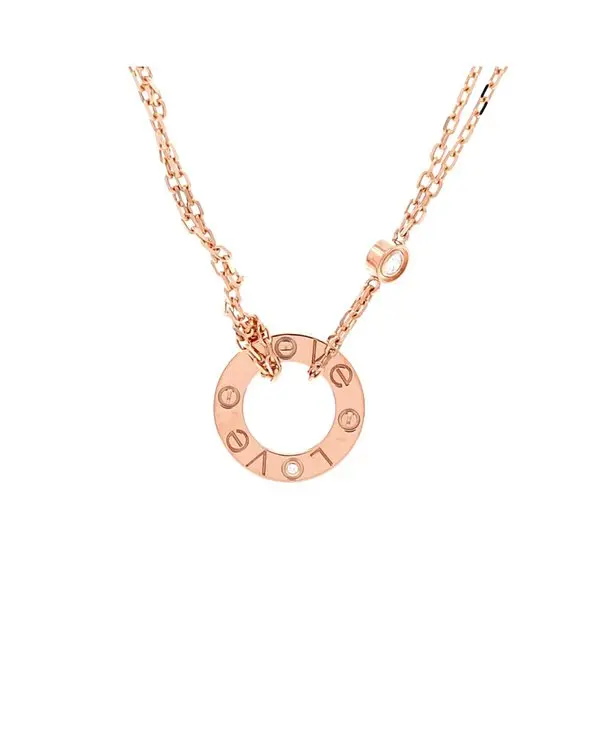 CARTIER 2 Diamonds Love Pendant Necklace 18k Rose Gold And Diamonds, 16 - Pink