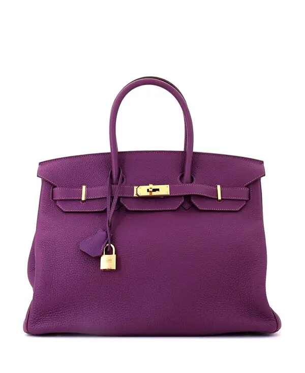 HERMES Birkin 35 Handbag Purple Togo With Gold Hardware - Anemone