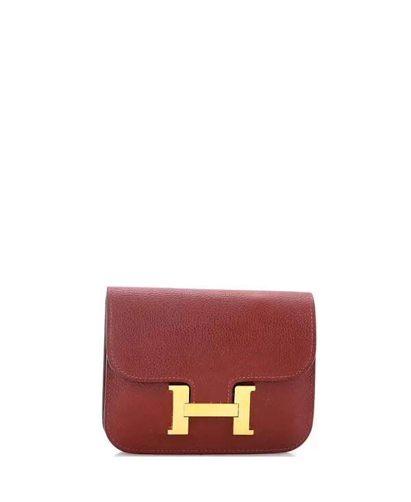 HERMES Constance Slim Wallet Evercolor - Red